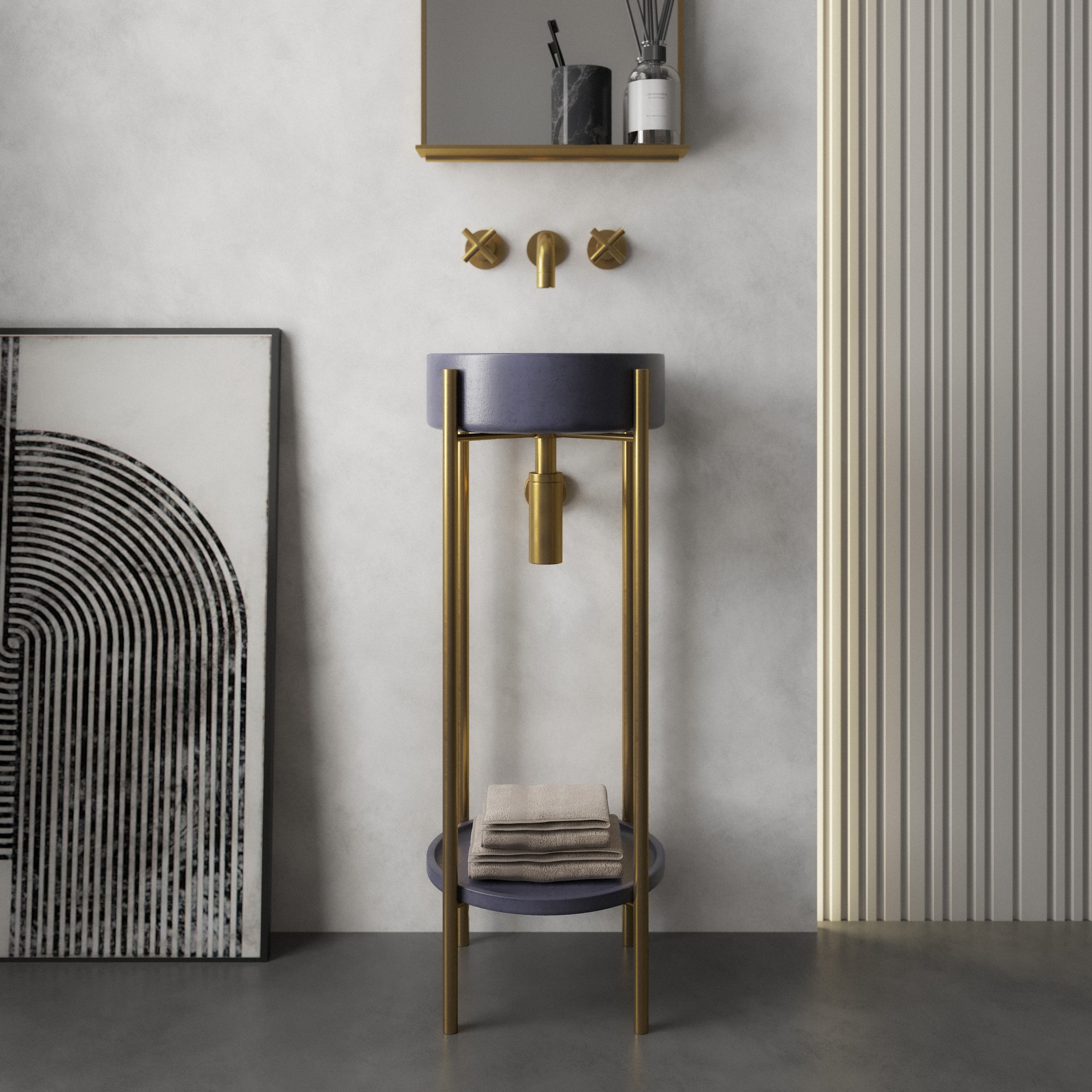 Mini Miami Sink Freestanding Console for Small Round Concrete Vessel ...