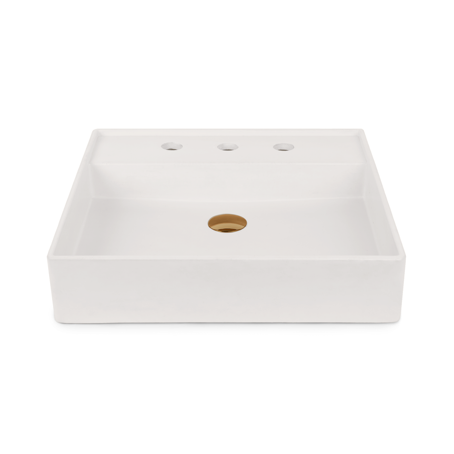 Pasadena Large Rectangle Concrete Vessel Sink. 3 Hole Vessel Mount Sink ...