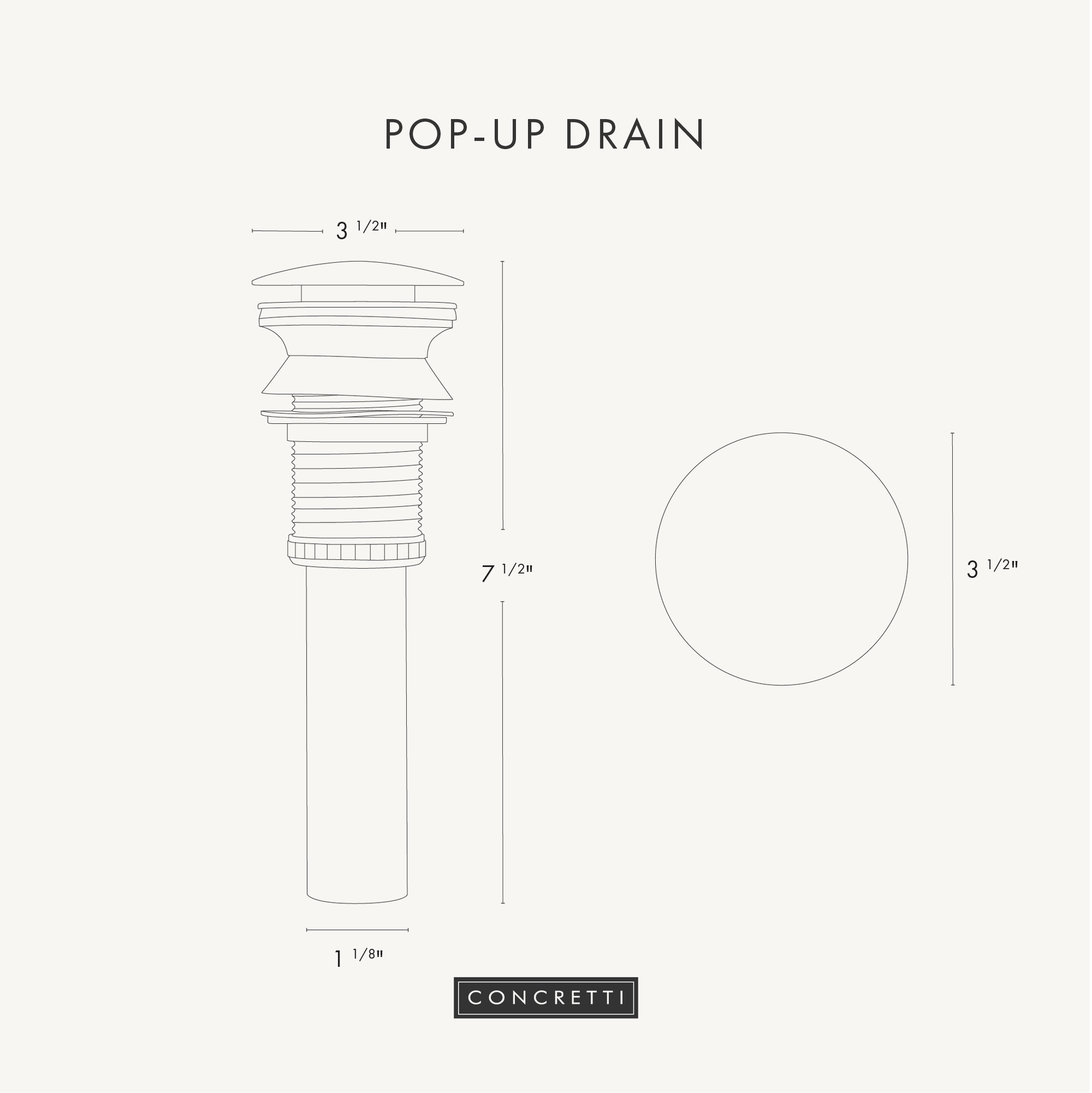 Push Style Pop-Up Drain – Concretti Designs